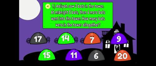 Halloween Story Problem Online Game and Recording Sheet by GusGottaTeach