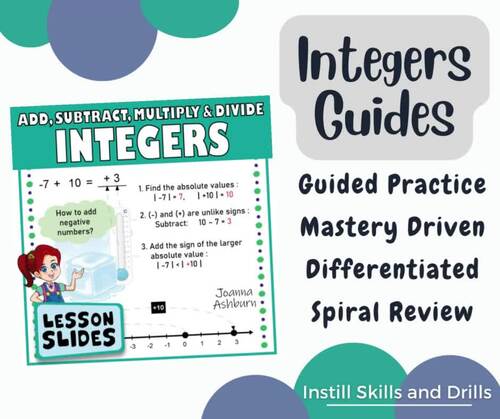 Integers And Negative Numbers Operations Cheat Sheets | Tpt