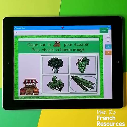 French food vocabulary listening activity BOOM CARDS: LA NOURRITURE