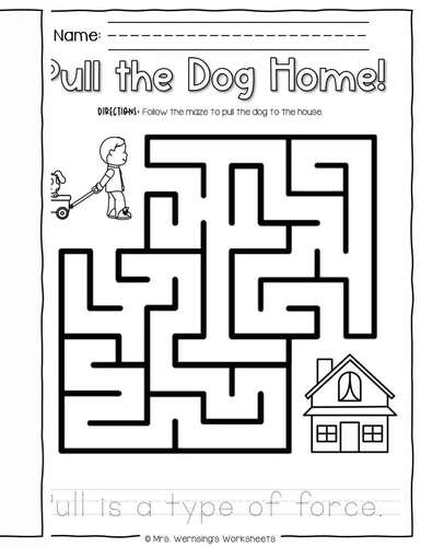 WHAT IS A FORCE? Activities - KINDER SCIENCE by Mrs Wernsings Worksheets