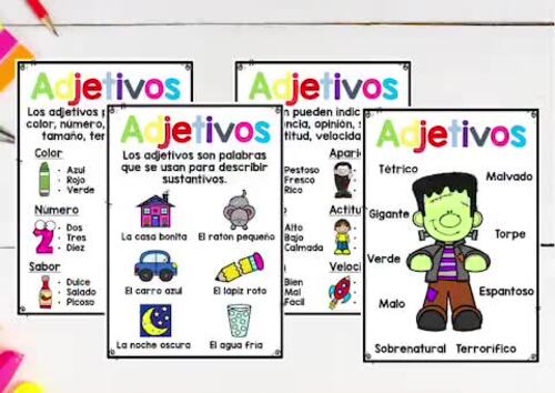 Los Adjetivos | Adjectives in Spanish by Ms Herraiz | TPT