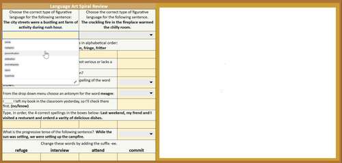 NO PREP - Spiral Language Art Review for 4th/5th Grades - Squirrel