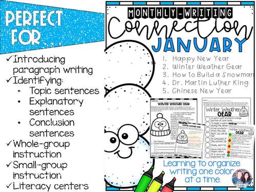 Monthly Writing Connection: January by Stylish In Elementary | TpT