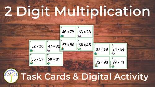 Math Write the Room Task Cards Print and Digital 2 by 2 Multiplication ...