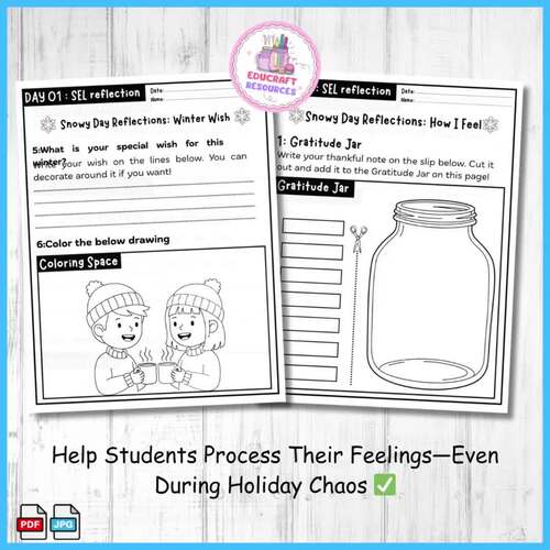 Winter Social Emotional Learning Worksheets | December SEL Journal Prompts