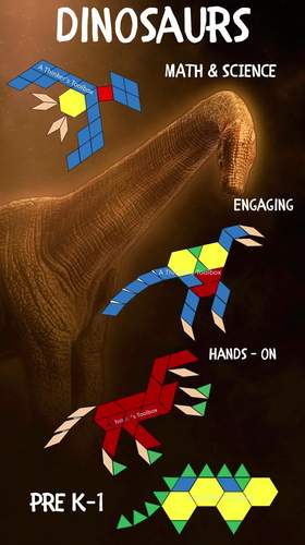 Dinosaur Pattern Block Mat Printables & Worksheets by A Thinker's Toolbox