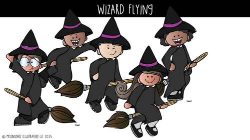 Wizard clip art, Flying, Witch Mini by Melonheadz Clipart | TPT