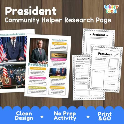 President Community Helper Research Project | Civics & Government ...