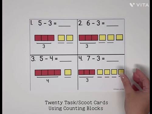 Counting On Subtraction Subtract Task Cards Scoot Game Write Room ...