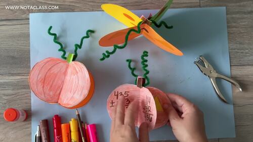 Halloween 3D Pumpkin Craft Activity, Thanksgiving Math, Autumn Writing ...