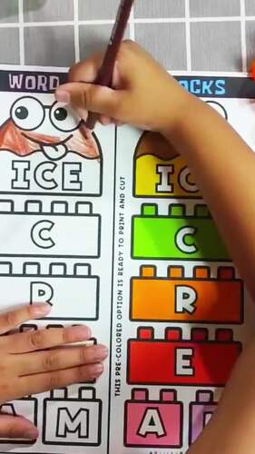 Word Building Blocks Vocabulary | Cut, Color & Paste Literacy Craft ...