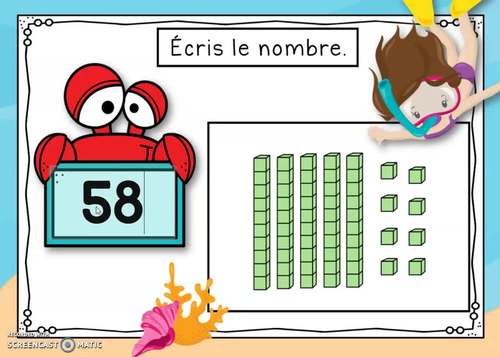 Dizaines unités dénombrement 0-70 Boom Cards French distance learning