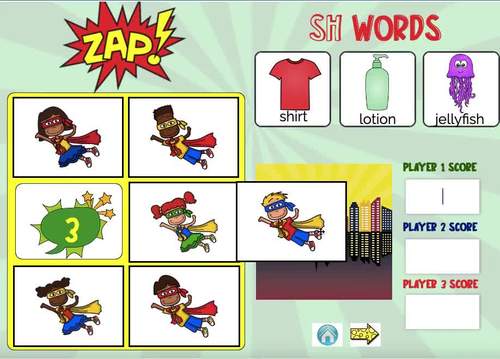 Zap It! /CH/ /SH/ /TH/ Articulaton Game - Boom Cards by Speech Rocks