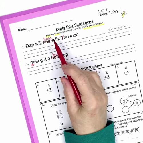 1st Grade Morning Work Math and ELA Daily Spiral Review KINDER REVIEW UNIT