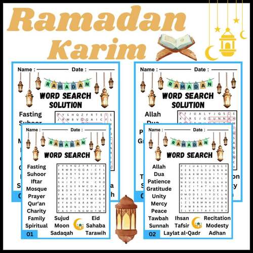 RAMADAN Word Search Puzzle Worksheet Activity by ELKS ART STUDIO