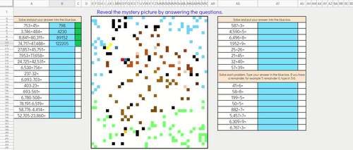 Digital Thanksgiving Activities Math Pixel Art Mystery Picture Distance ...