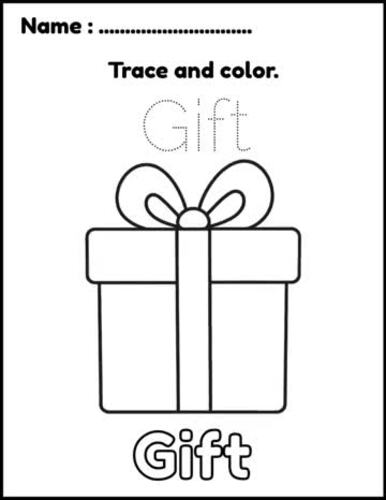 Gift Trace and Color | Holiday Fine Motor Preschool Worksheet | Christmas