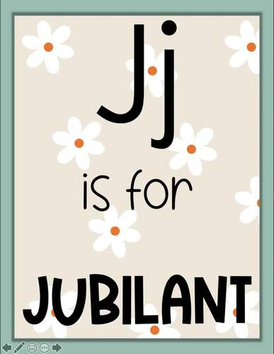 Retro Boho Daisy Themed Positive Traits Alphabet Posters Calming ...