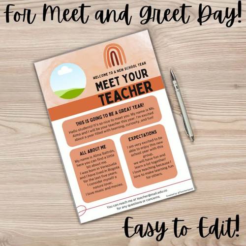 Back to School Meet the Teacher Boho Theme Template EDITABLE | TPT