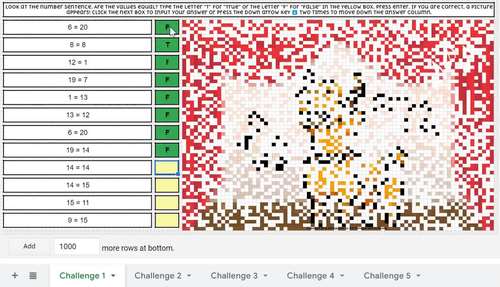 Equal Math Expressions Pixel Art Math Google Sheets | True or False | 5 ...