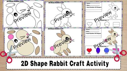 2D Shape Rabbit Craft | Spring & Easter Math Activity | Cut, Paste ...
