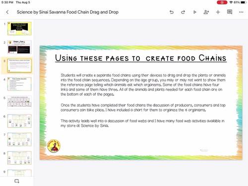 FOOD CHAIN DIGITAL ACTIVITY Drag and Drop AFRICAN SAVANNA SAFARI