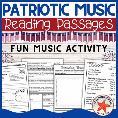 Patriotic Music Activity | Reading Passages Listening Guide Star ...