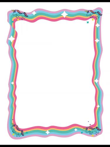 Rainbow & Unicorn Borders! Colorful + Watercolor Printable Page Frames