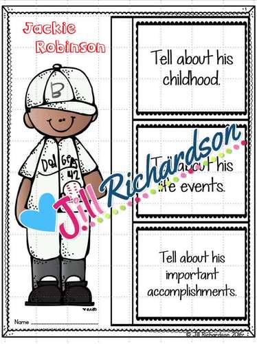 Jackie Robinson Activities - Black History Month Bulletin Board Project ESL