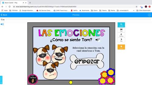 Spanish Boom Cards | Las emociones| Feelings and Emotions in Spanish