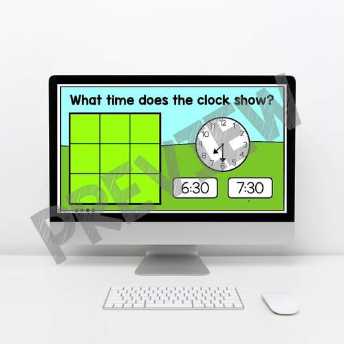 Telling Time to the Hour/Half Hour Digital Games - PowerPoint Activities