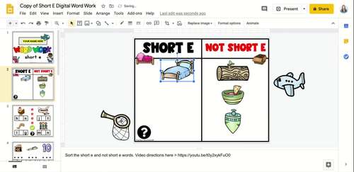 Short E CVC Digital Word Work by Sparkling in Second Grade | TPT