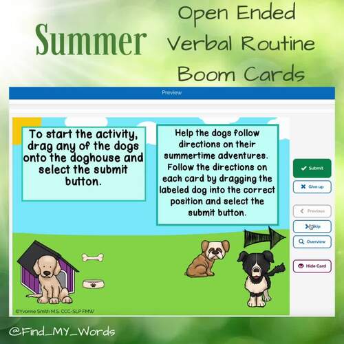 Following Directions with Prepositions & Location Words Boom Cards - Summer