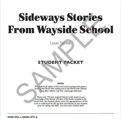 Sideways Stories From Wayside School Novel Units® Student Packet Novel ...