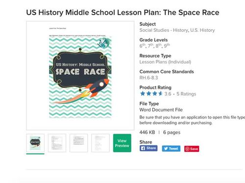 US History Middle School Lesson Plan: The Space Race by Social Studies ...