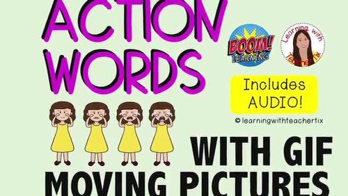 Identifying Action Words or verbs using GIF Boom Cards set 1 | TPT
