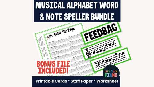 Musical Alphabet Words Notespeller Cards BUNDLE by Let's Teach Piano