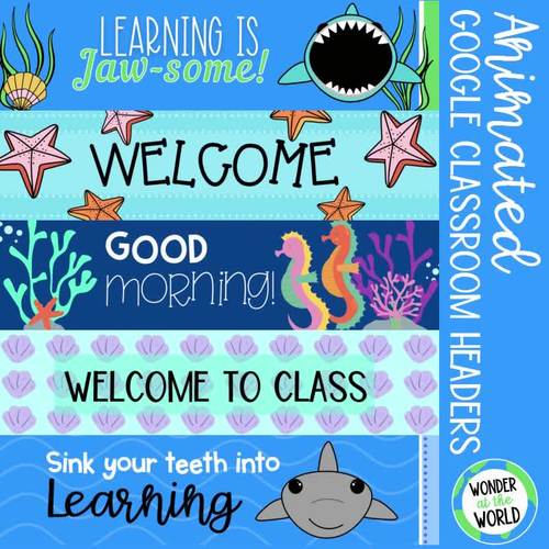 Animated sea ocean themed Google Classroom headers banners | TpT