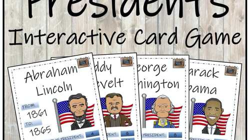 American Presidents Interactive Card Game by Creative Primary Literacy