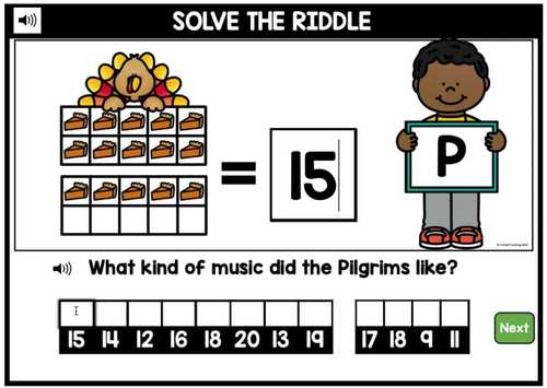 Thanksgiving Math Riddle Boom Cards by United Teaching | TpT