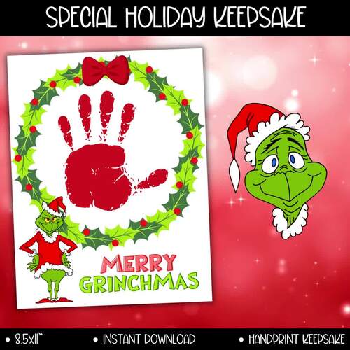 Christmas Wreath Handprint Craft, Holiday Art Activity Party | TPT