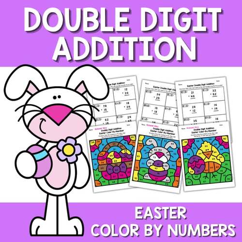 Easter Double Digit Addition with Regrouping Color by Number Code Add 2 ...