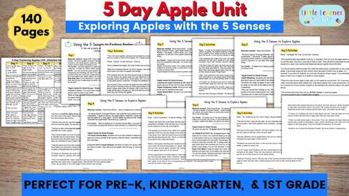 Apple Unit Lesson Plans for 5 Senses, Activities, Centers, Life Cycle ...
