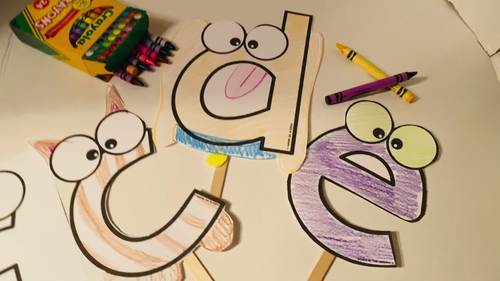 Lowercase Alphabet Letter Puppet Monsters for sound and letter recognition
