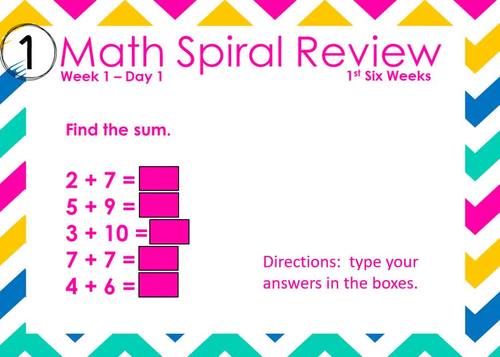 3rd Grade Math Spiral Review Practice | 1st Six Weeks | Centers | Digital