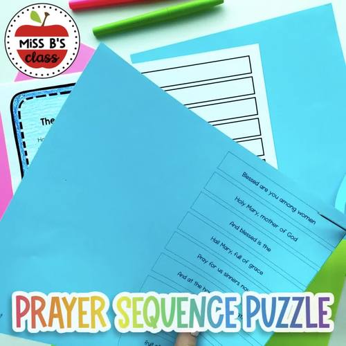 The Hail Mary - Catholic Prayer Sequence Puzzle by Miss B's Class