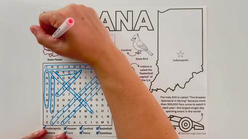 All About Indiana | State Worksheet | Symbols, Regions, Word Search ...