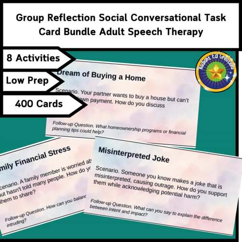 Group Reflection Social Conversational Task Card Bundle Adult Speech ...