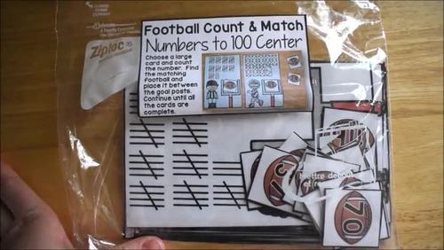 Place Value Numbers to 100 Activity Center | Football Count & Match