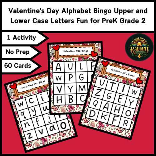 Valentine's Day Alphabet Bingo Upper and Lower Case Letters Fun for ...